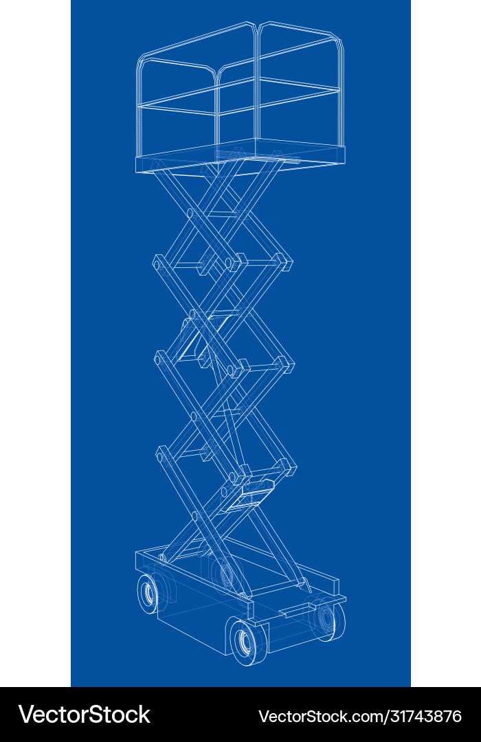 Scissor lift concept outline Royalty Free Vector Image