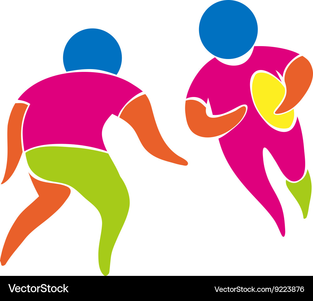 Sport icon with rugby players Royalty Free Vector Image