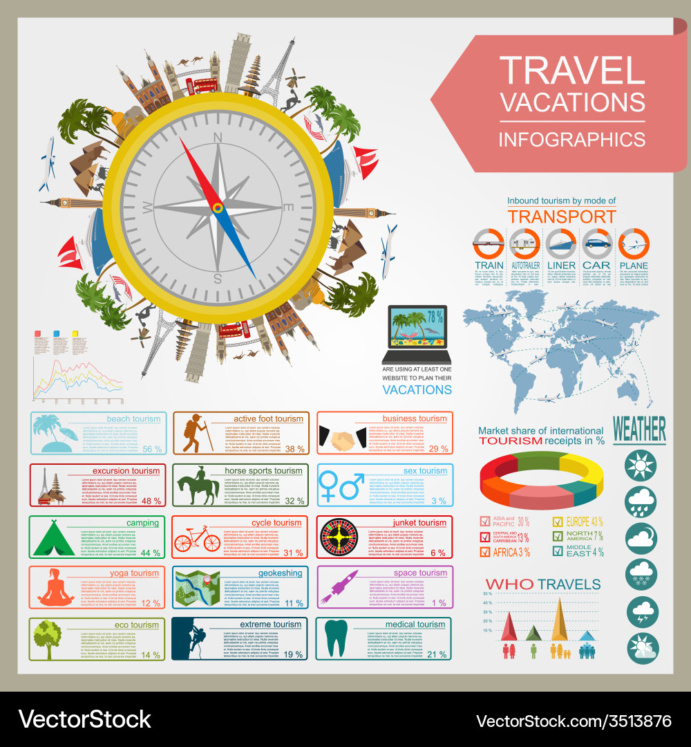 Travel vacations beach resort infographics Vector Image