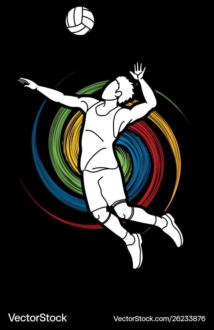 Volleyball player action cartoon graphic Vector Image
