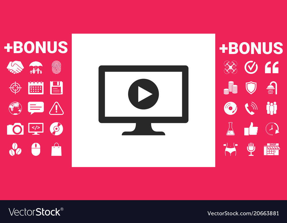 Computer with play button icon Royalty Free Vector Image