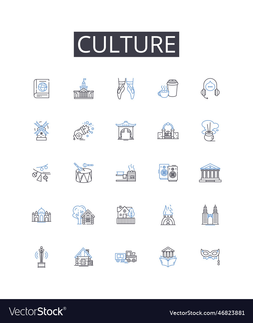 Culture Line Icons Collection Craft Scissors Vector Image