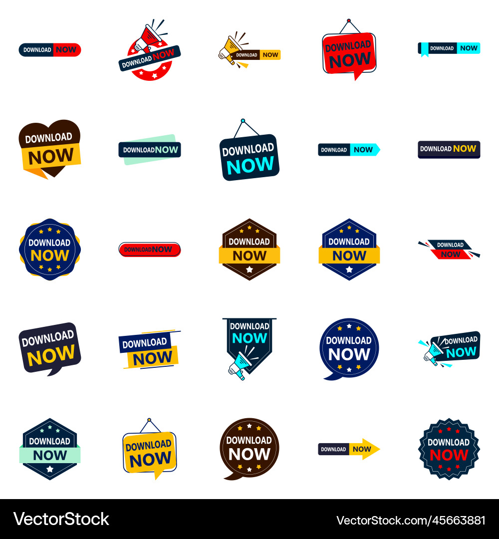 Download now banner pack 25 designs for any type Vector Image