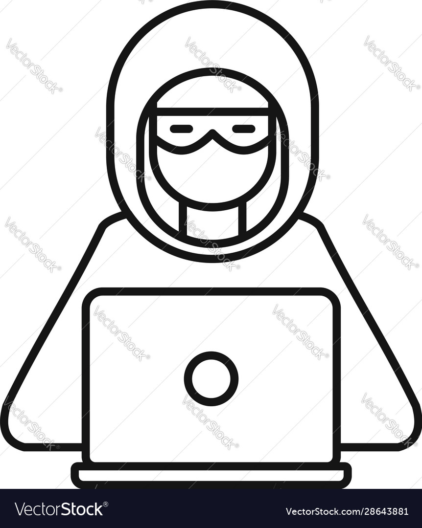 Hacker man icon outline style Royalty Free Vector Image
