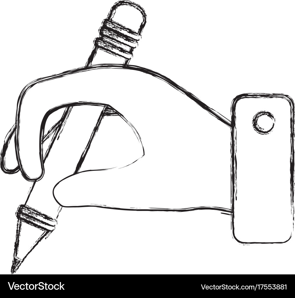 Hand human with pencil writing isolated icon Vector Image