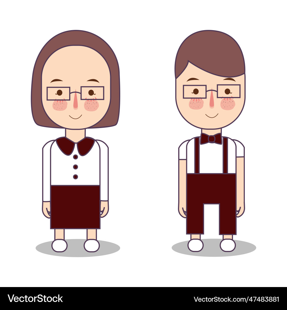 Nerd young boy and girl smile expression Vector Image