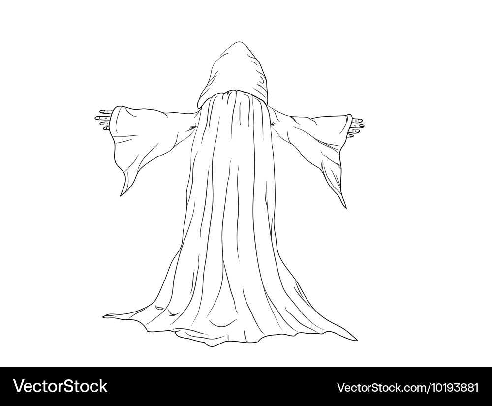 Outline of a wizard or monk Royalty Free Vector Image