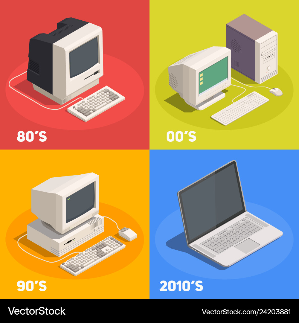 Retro dadgets 2x2 design concept Royalty Free Vector Image