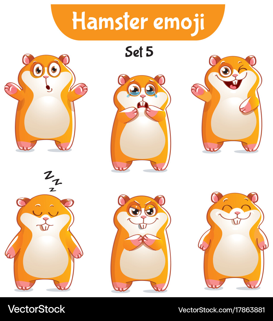 Set of cute hamster characters 5 Royalty Free Vector Image