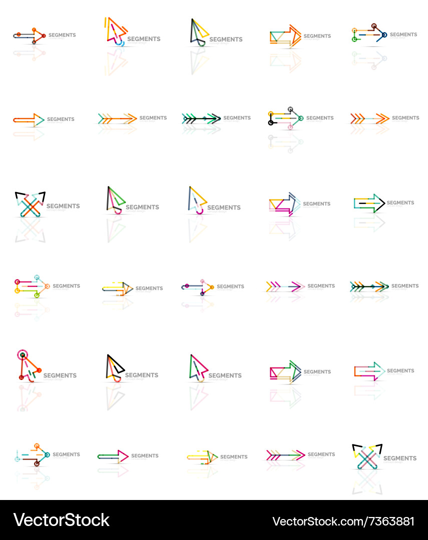 Set of linear arrow icons thin line design Vector Image