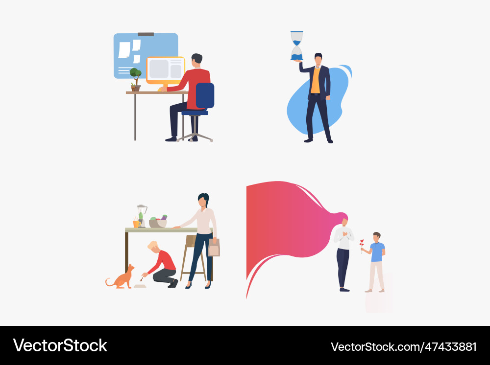 Work and life balance set Royalty Free Vector Image