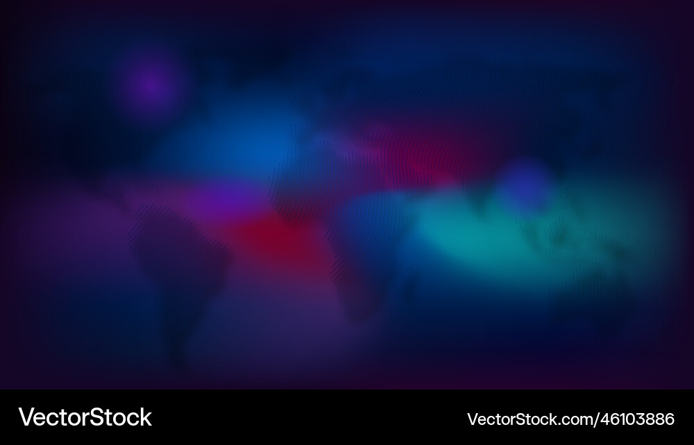 Abstract world map in neon fog background Vector Image