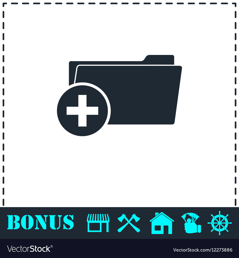 Add folder icon flat Royalty Free Vector Image