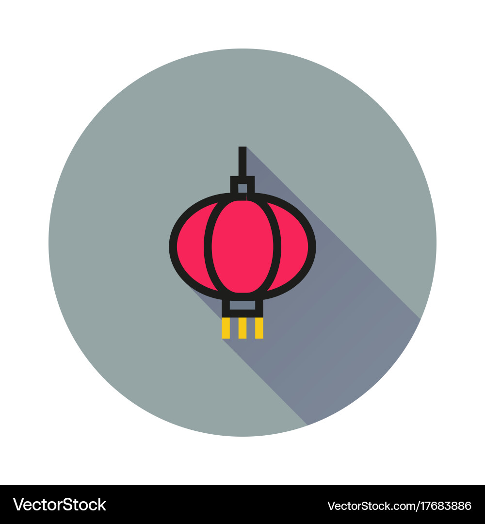 Chinese paper lanterns icon on round background Vector Image