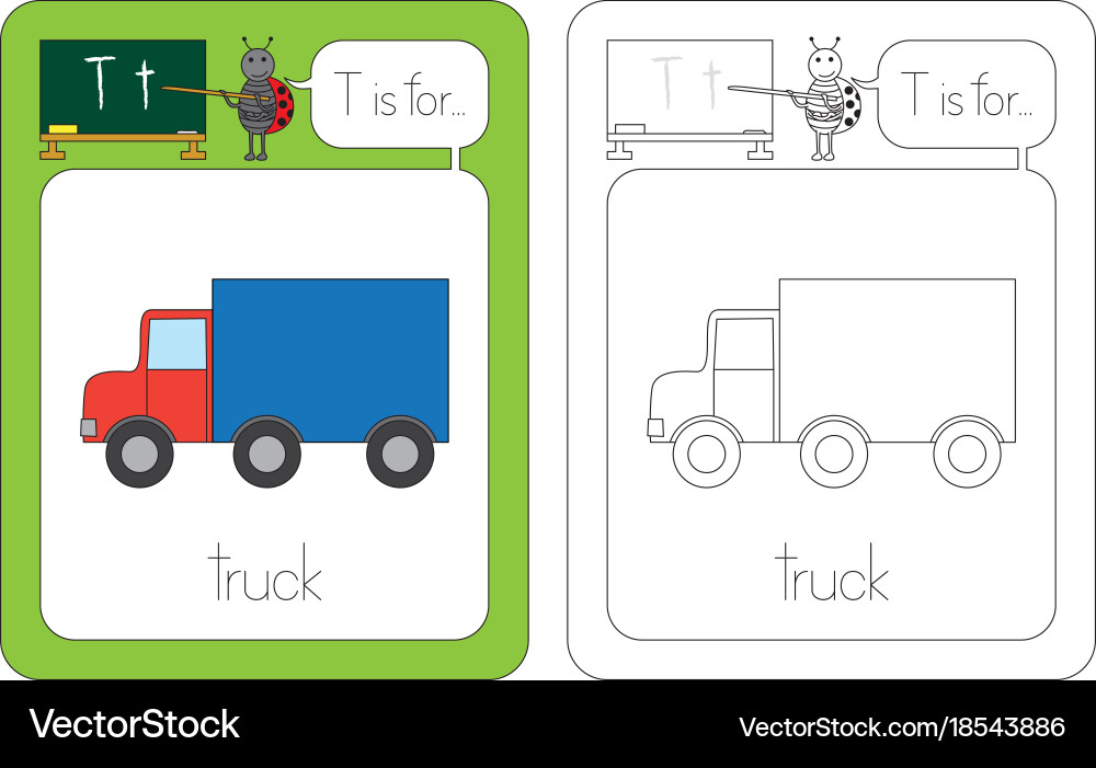 Flashcard letter t Royalty Free Vector Image - VectorStock