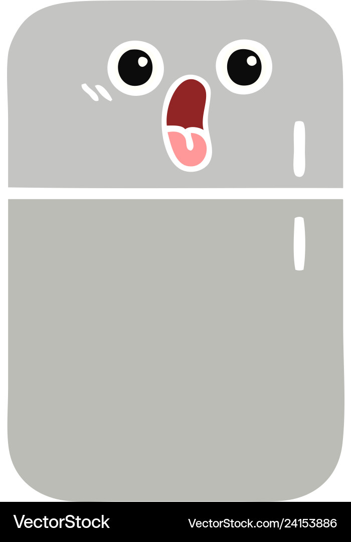 Flat color retro cartoon fridge freezer Royalty Free Vector