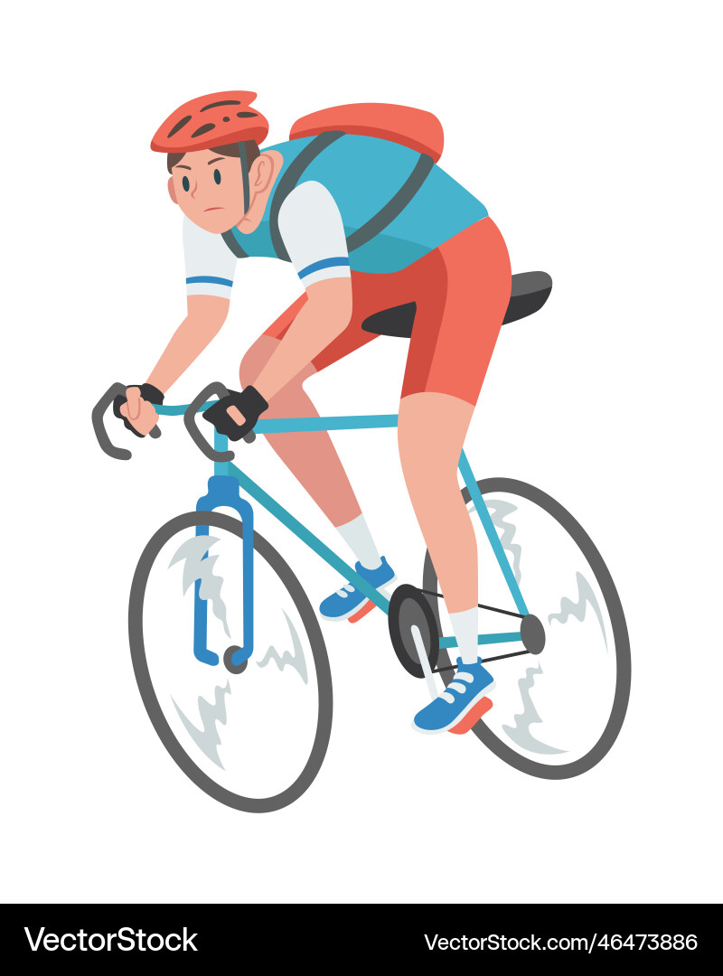 Flat style cyclist athlete at competition cartoon Vector Image