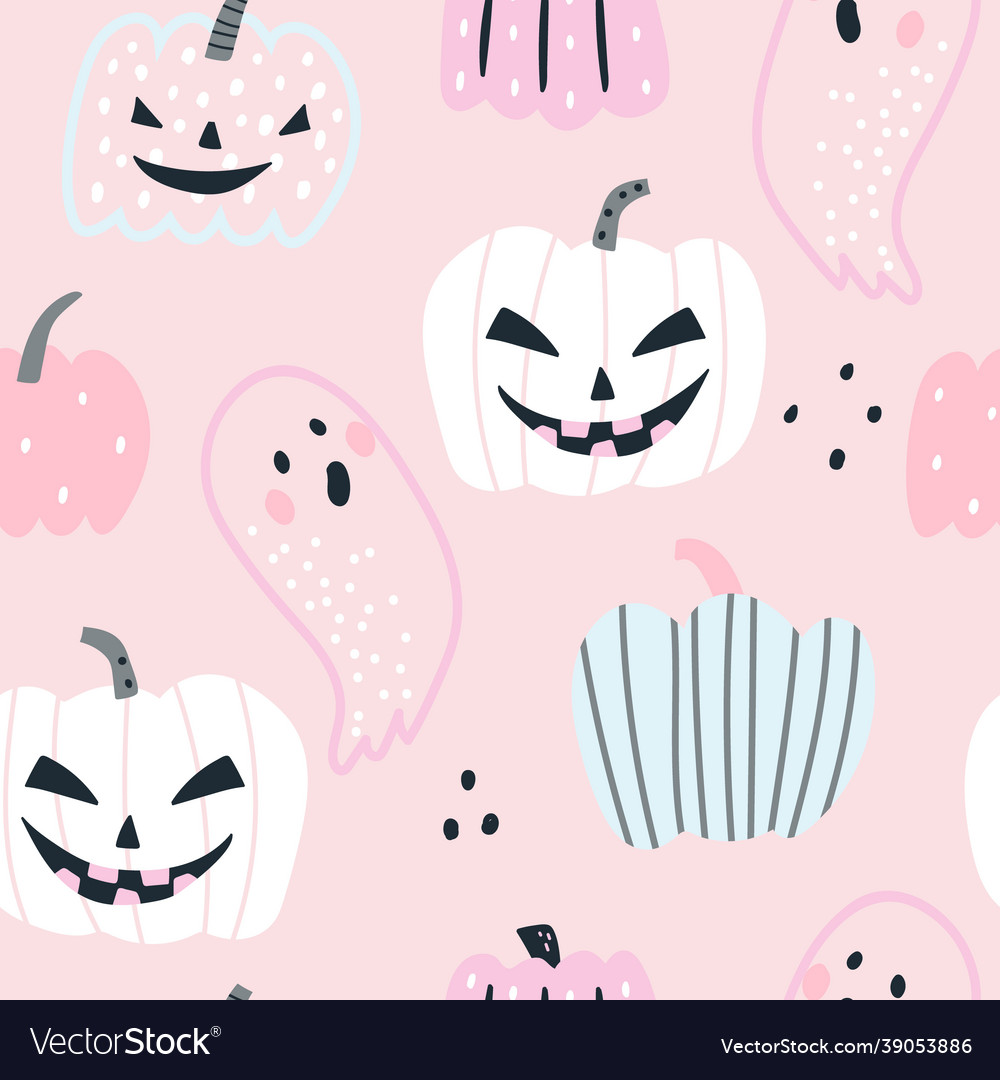 Funny halloween seamless pattern with pastel Vector Image