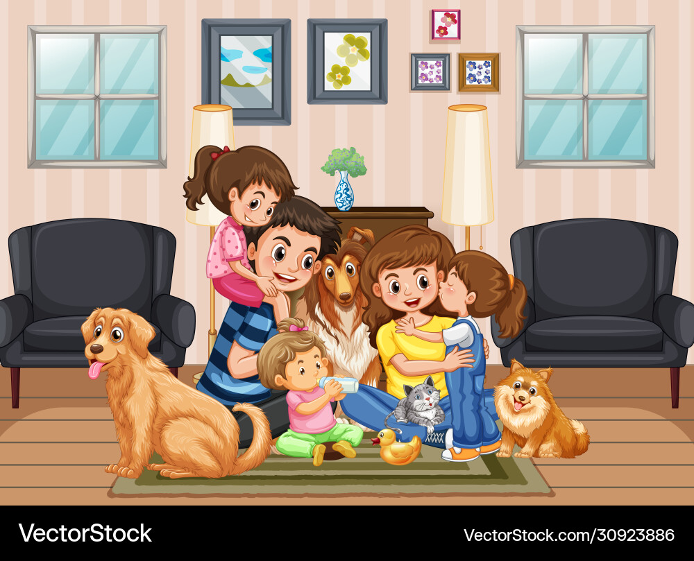 Happy family at home Royalty Free Vector Image