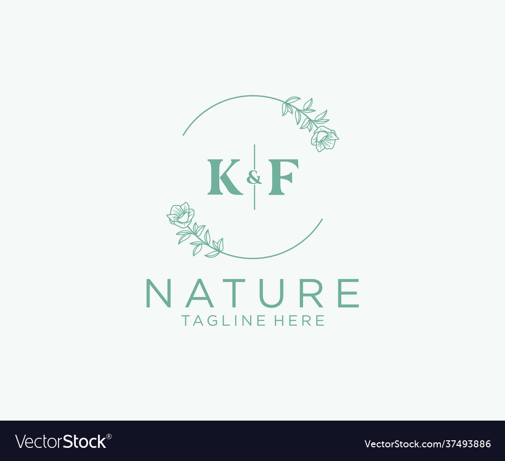 Initial kf letters botanical feminine logo Vector Image Initial kf letters botanical feminine logo Vector Image