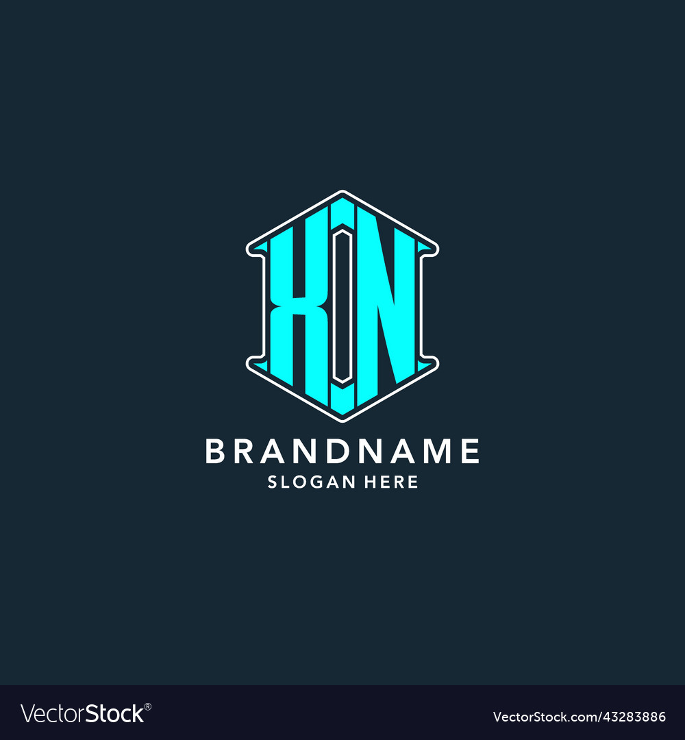 Letter xn logo with hexagon shape geometric style Vector Image