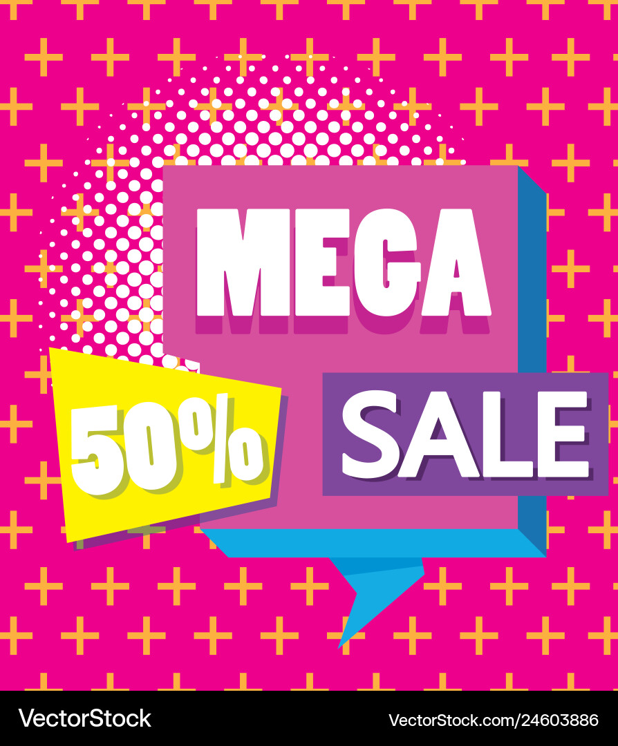 Mega sale discounts promotion template Royalty Free Vector