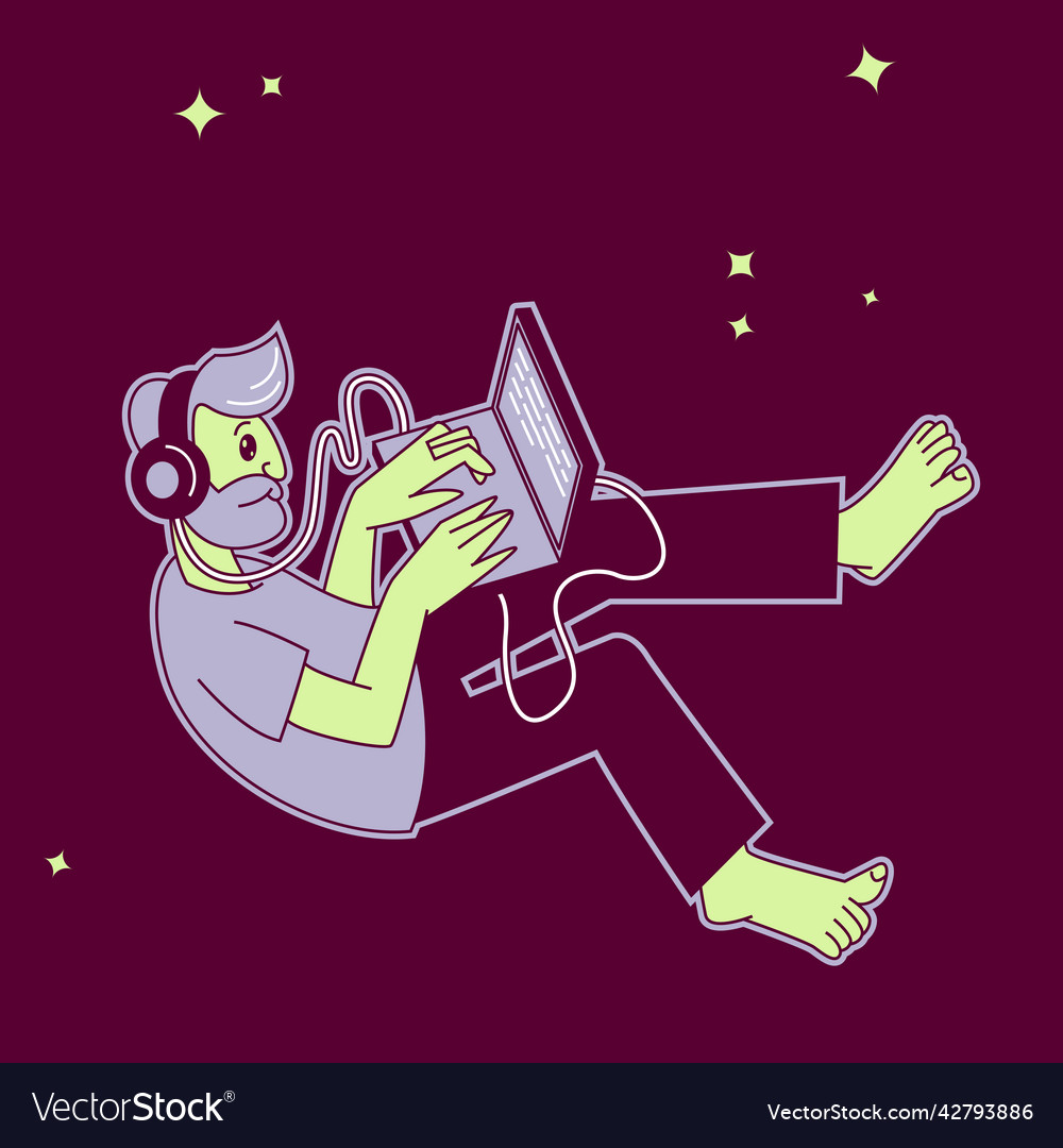 Programmer with a laptop Royalty Free Vector Image