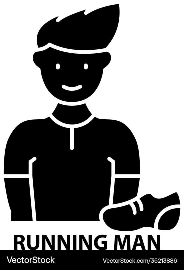 Running man symbol icon black sign Royalty Free Vector Image