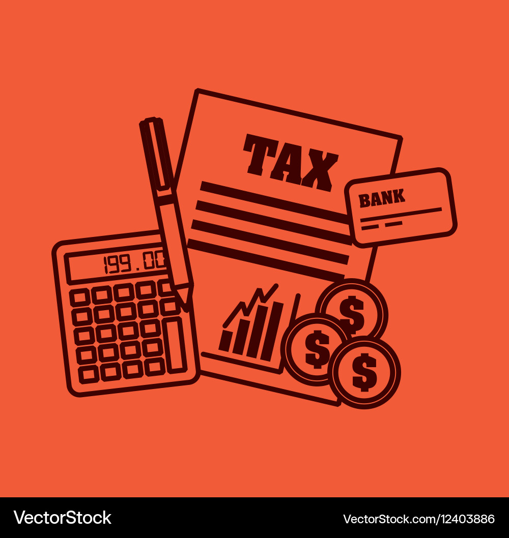Tax time flat line icons Royalty Free Vector Image