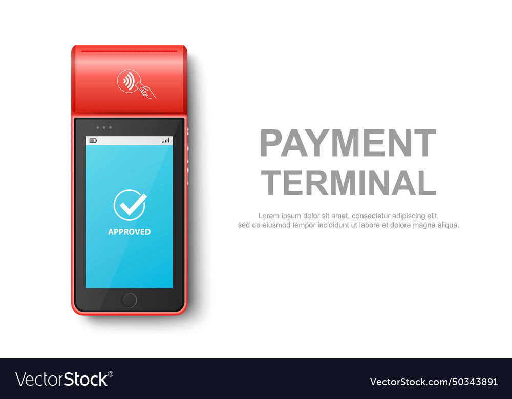 3d realistic red nfc payment machine Royalty Free Vector