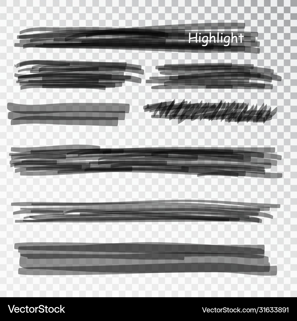 Black highlight marker stripes isolated on white Vector Image