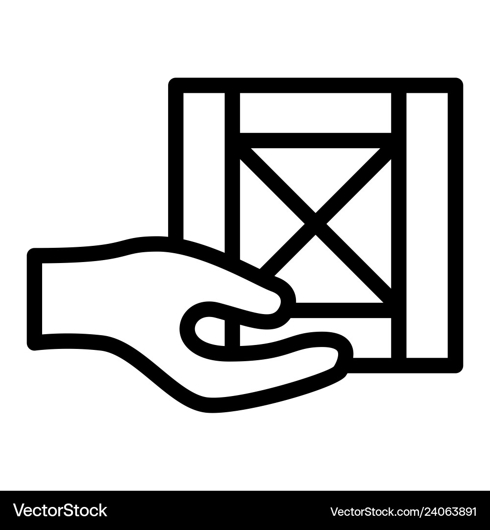 Box and hand line icon hand delivery Royalty Free Vector