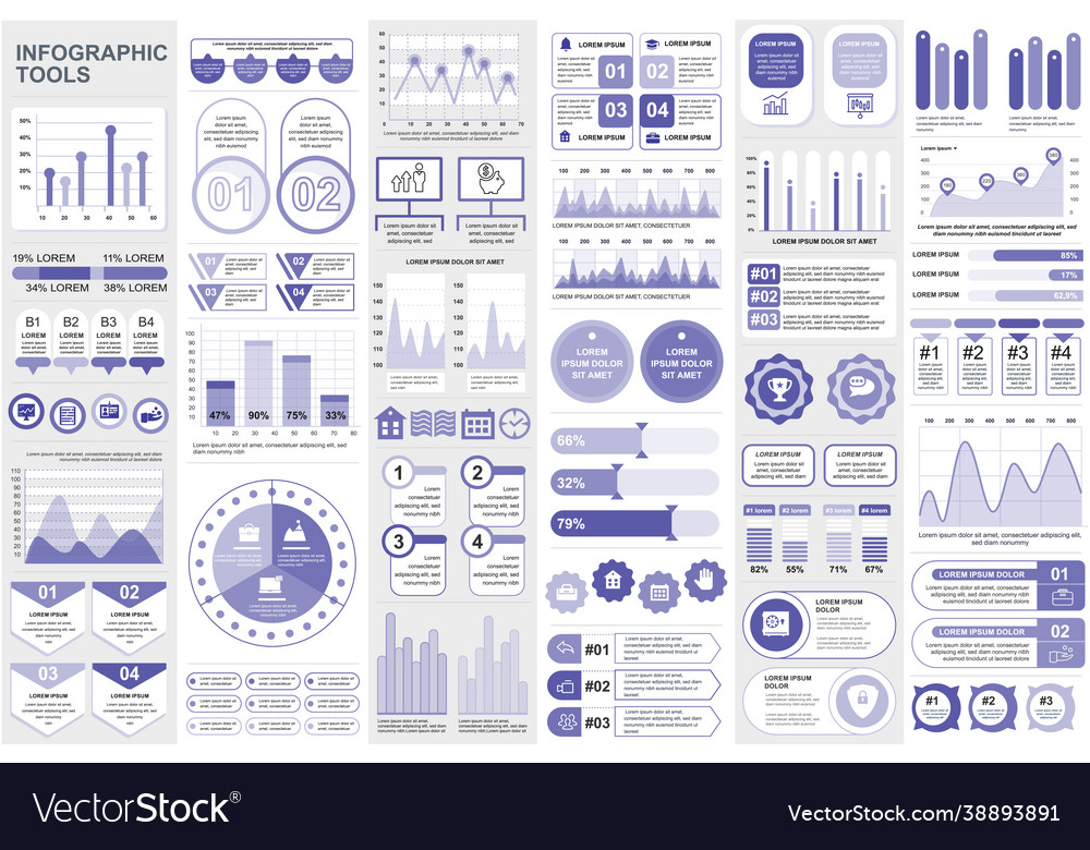 Bundle infographic elements data visualization Vector Image