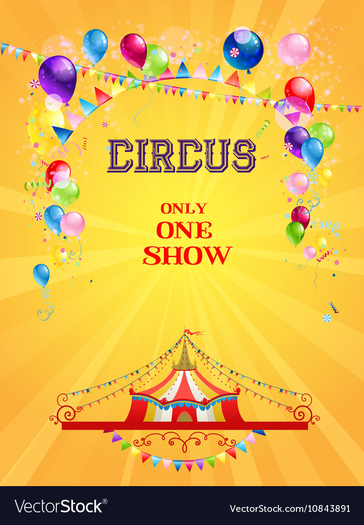 Circus poster on yellow background Royalty Free Vector Image