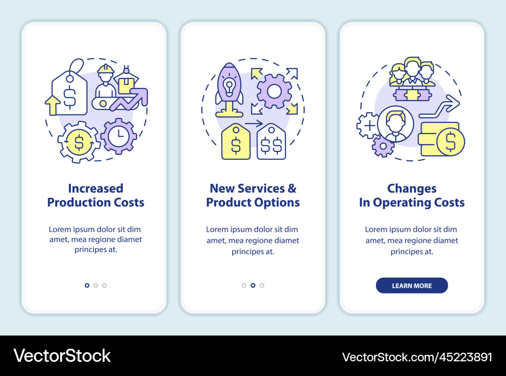 Common reasons for price increase onboarding Vector Image