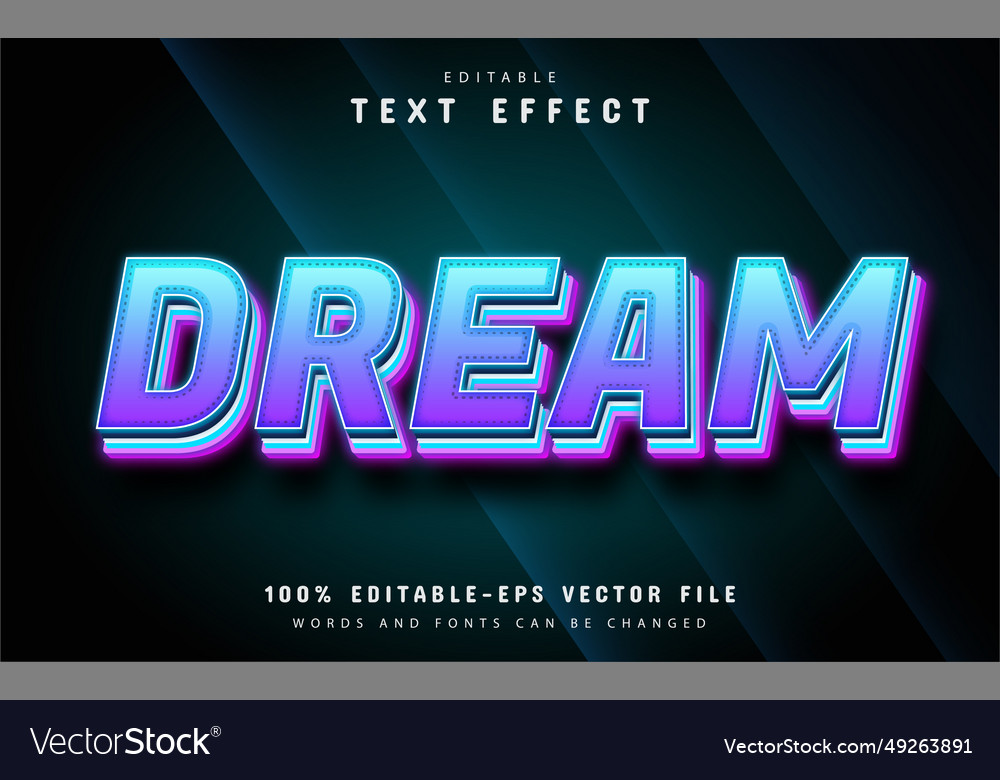 Dream text editable effect Royalty Free Vector Image