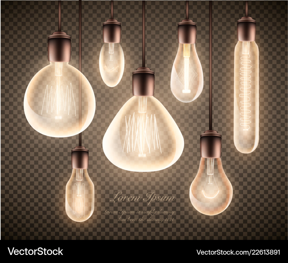 Figure set of a luminous light bulb Royalty Free Vector