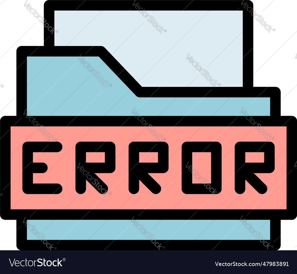 Folder error icon flat Royalty Free Vector Image