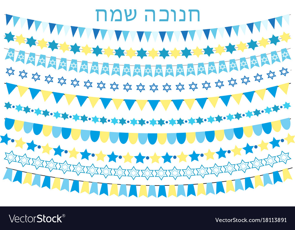Happy hanukkah of garlands bunting flags Vector Image