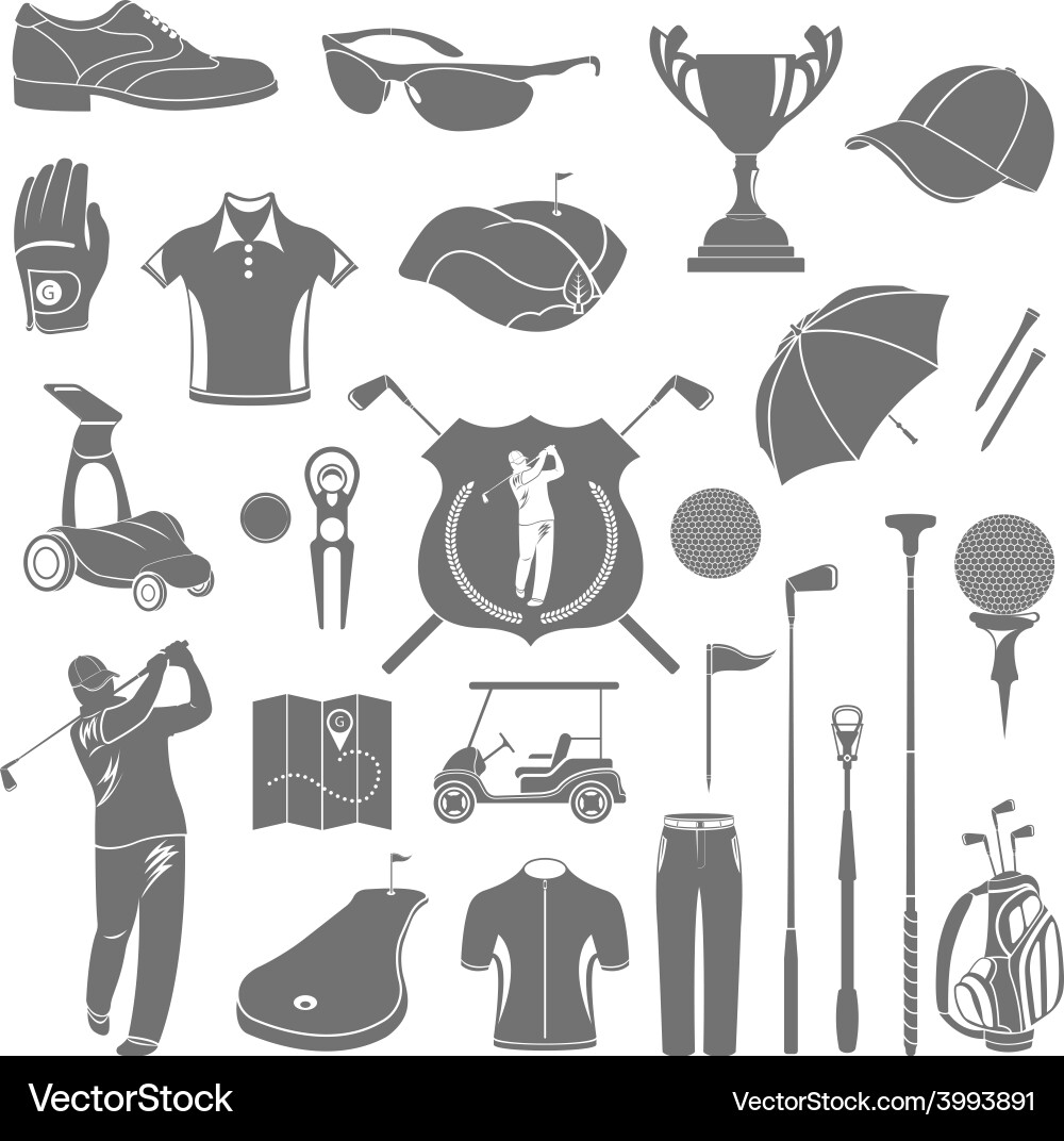 Icons and symbols golf Royalty Free Vector Image