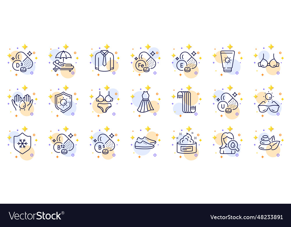 Outline set of dress shirt and shoes line icons Vector Image