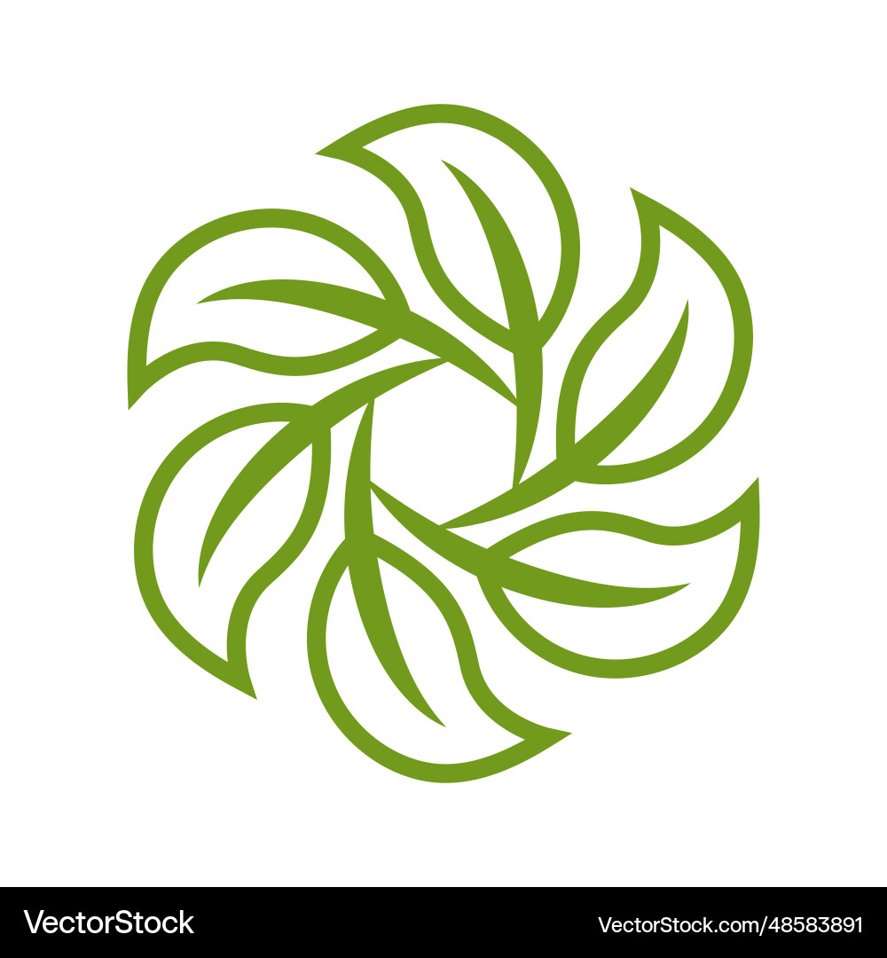 Round leaves logo emblem circle ornamental Vector Image