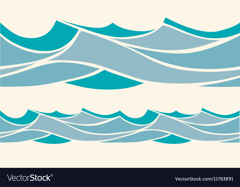 Seamless pattern with stylized blue waves Vector Image