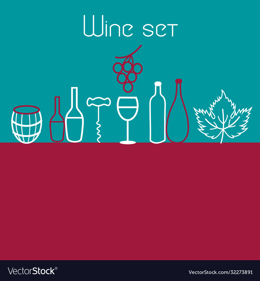 Wine elements set Royalty Free Vector Image - VectorStock
