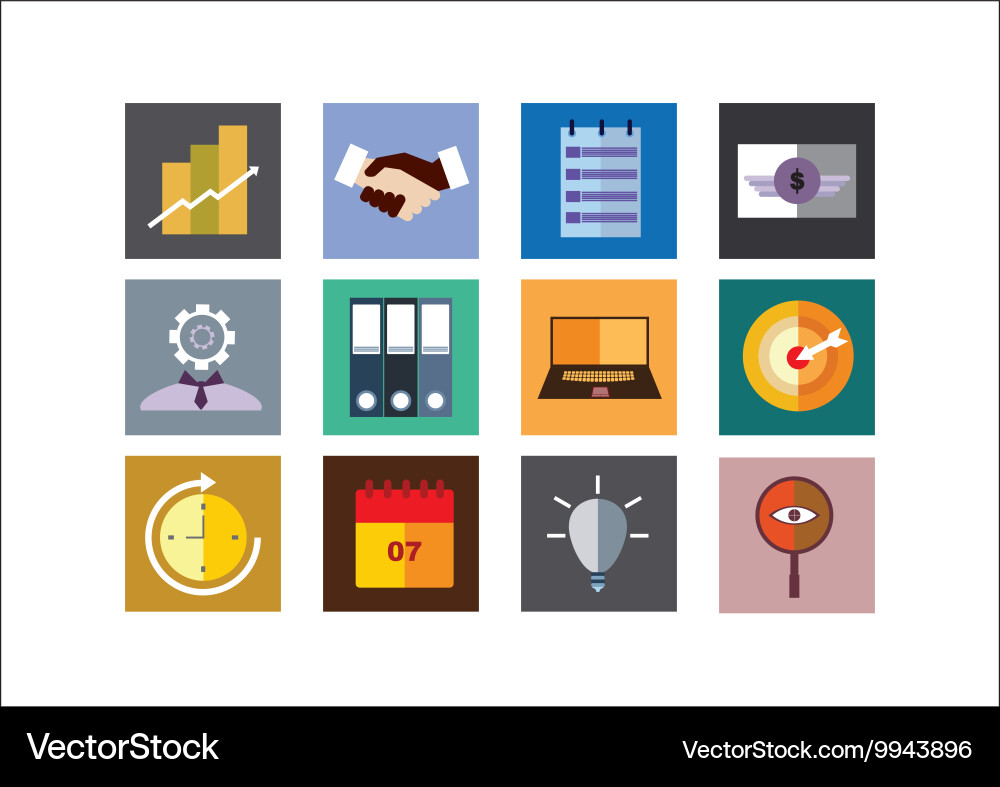 Business color flat icons Royalty Free Vector Image