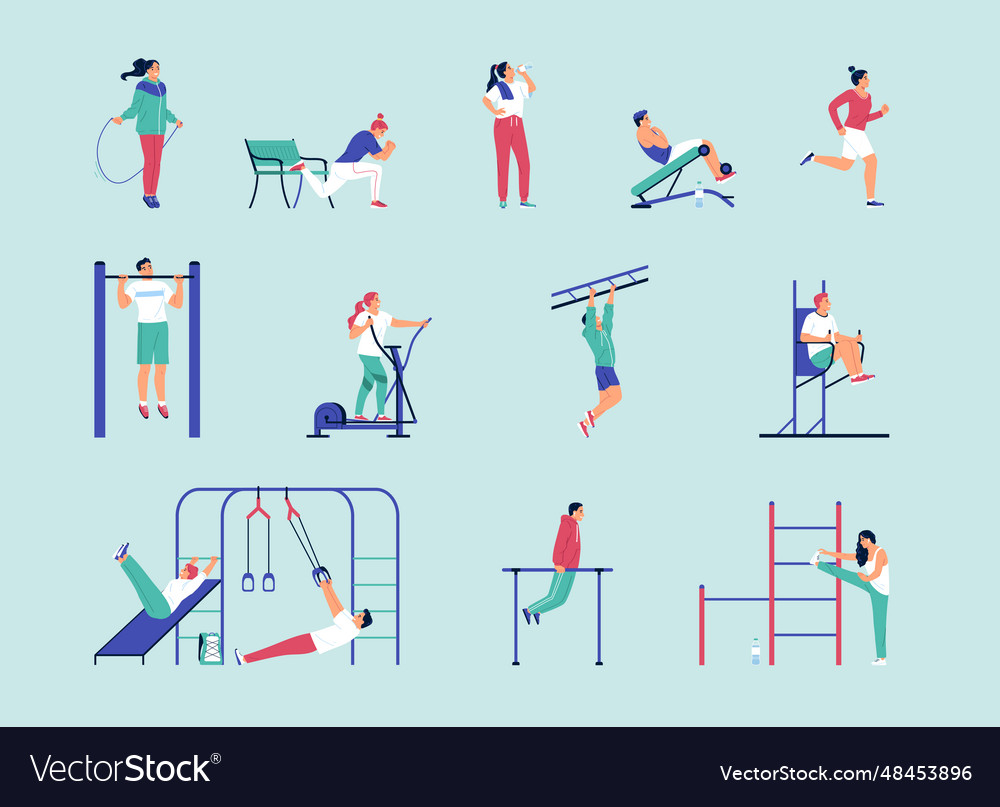 Flat workout set Royalty Free Vector Image - VectorStock