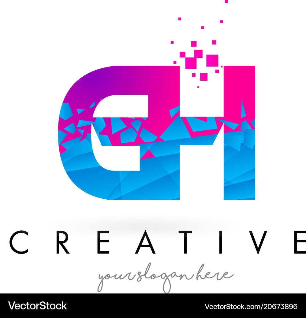 Gh g h letter logo with shattered broken blue Vector Image