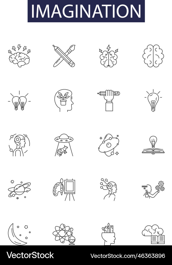 Imagination line icons and signs dream Royalty Free Vector