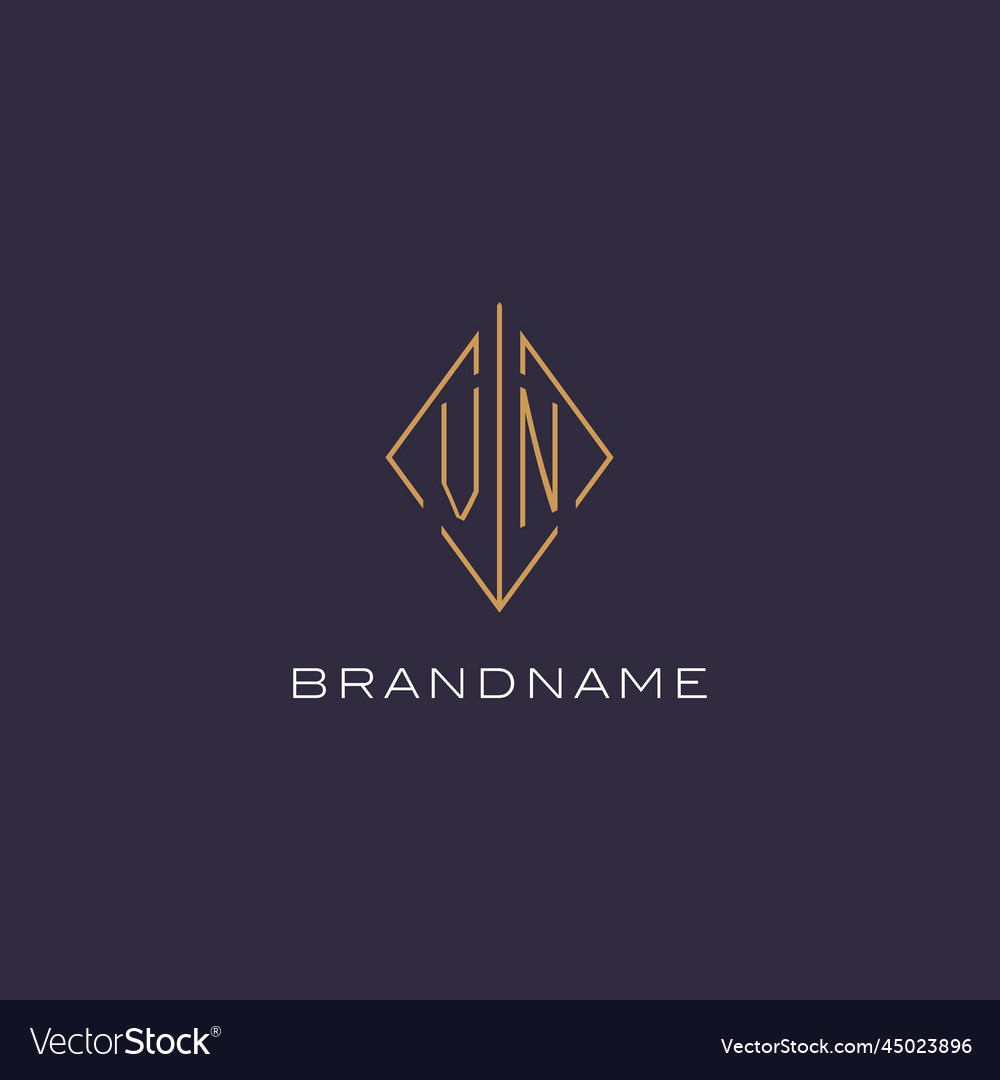 Initial letter vn logo monogram with diamond Vector Image
