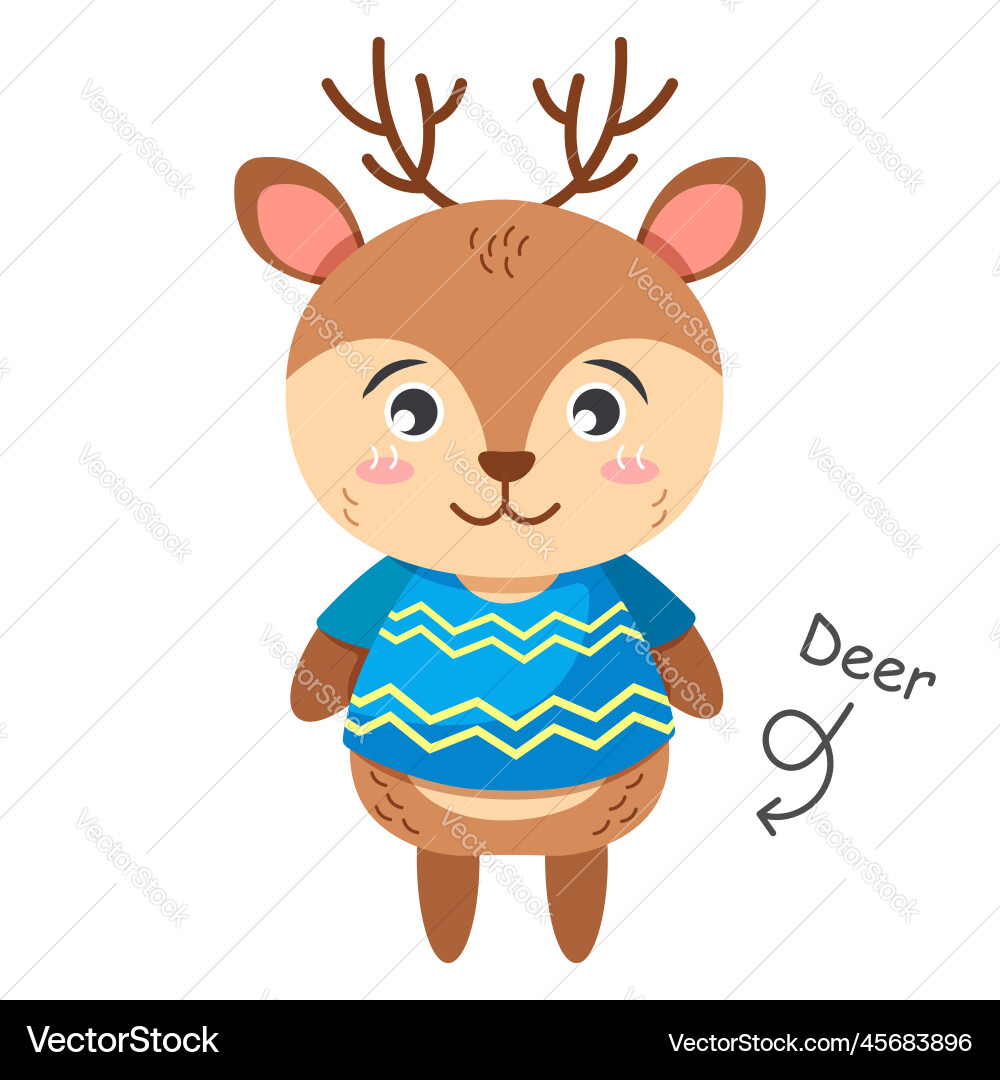 Reindeer cartoon characters with clothes Vector Image